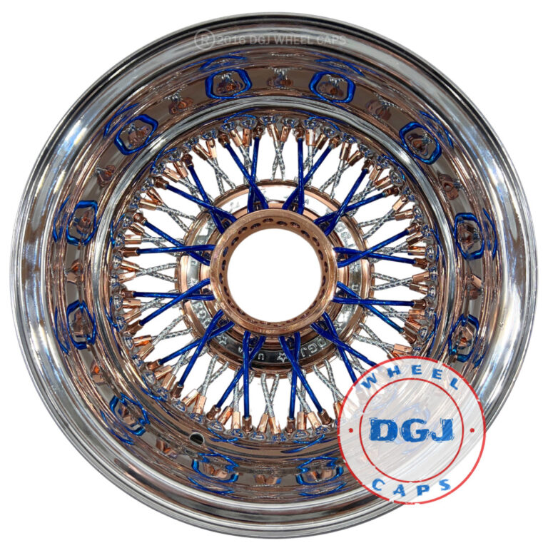 DGJ 14x7 Rev 72 CL Diamond Spokes, Candy Blue & Rose Gold Lowrider Wire ...