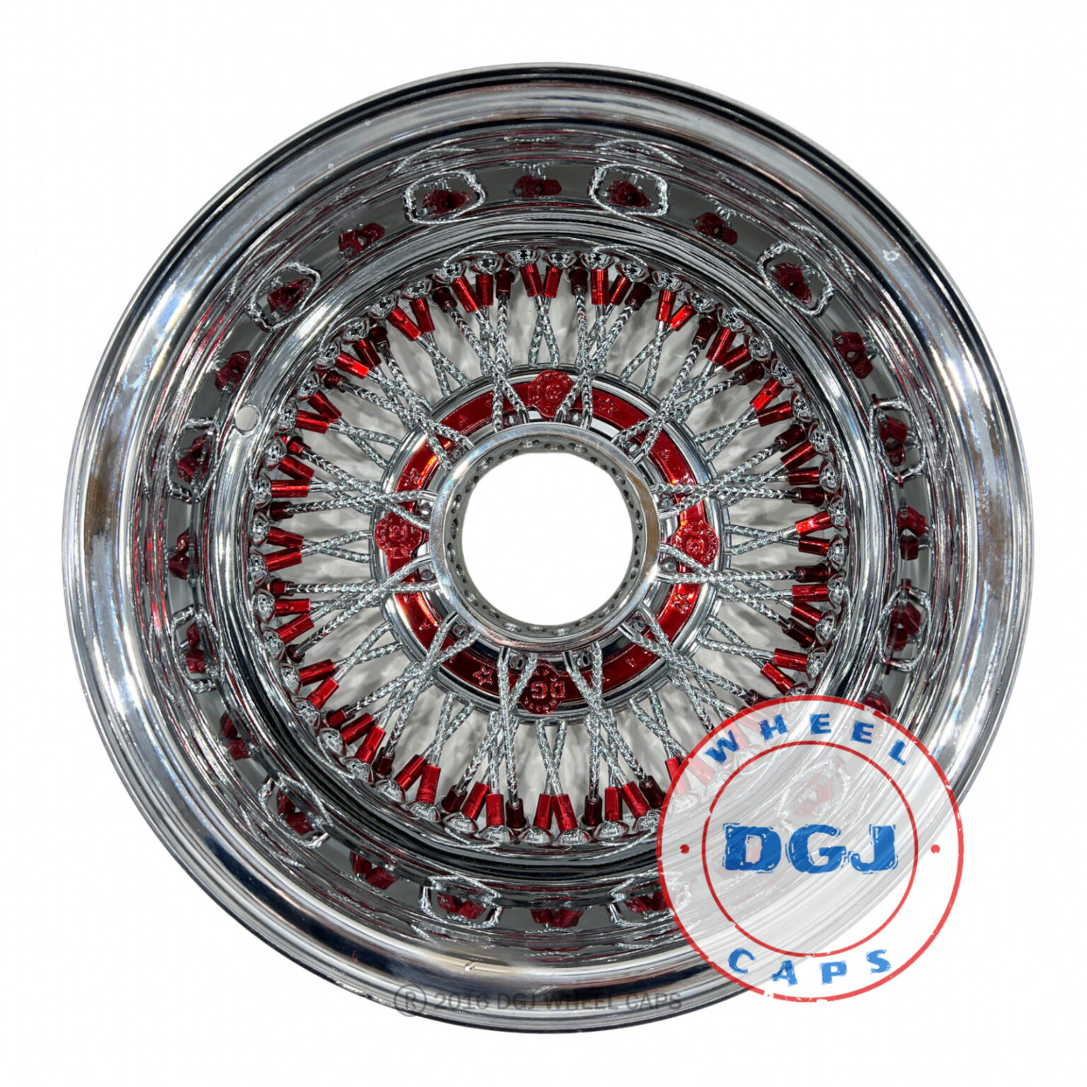 DGJ WHEELS 14x7 Rev 72 Diamond Spoke Candy Red Nip+Hub Ring Lowrider ...