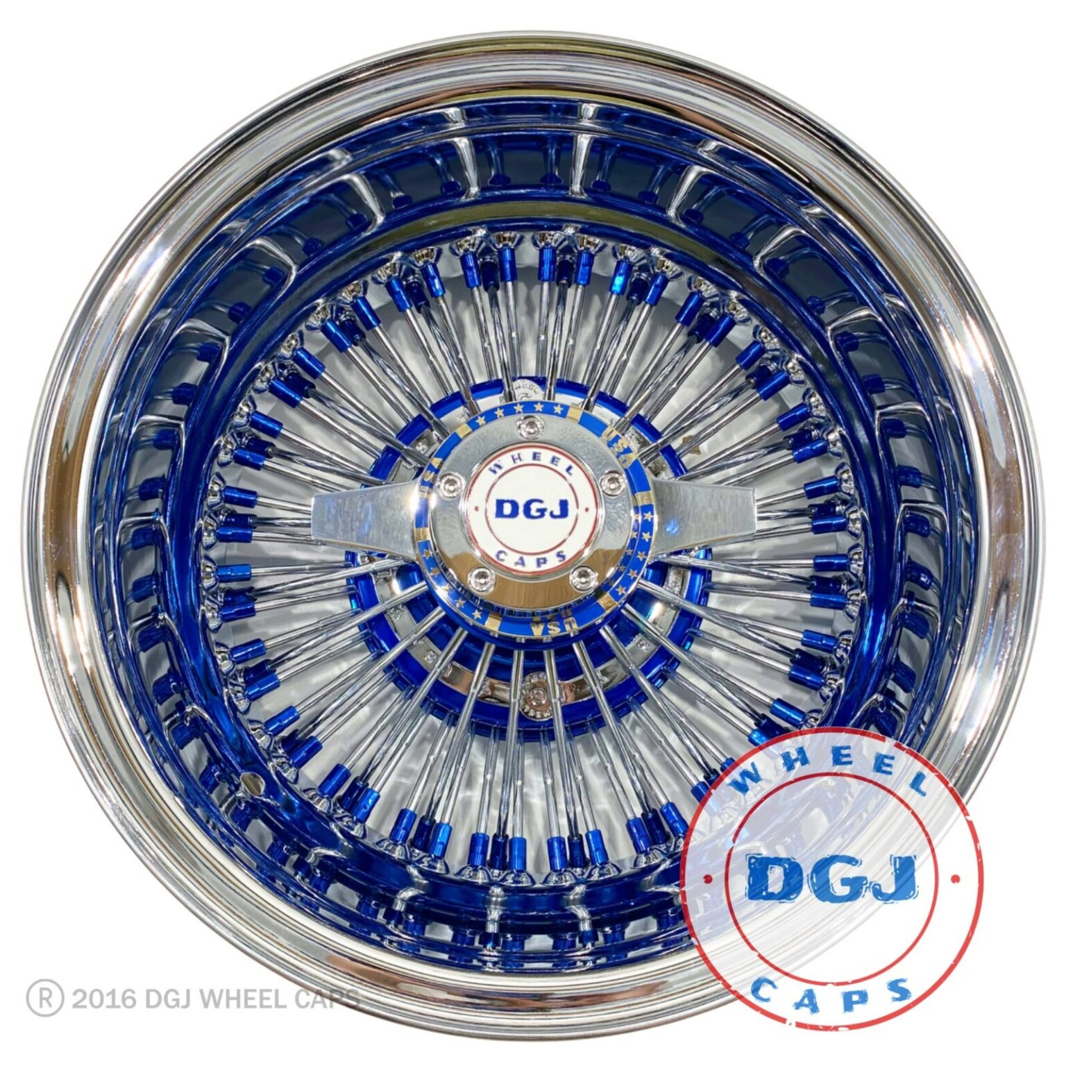 DGJ 13x7 Rev 72 Straight Candy Blue Nip + Hub & Chrome Ring Lowrider ...