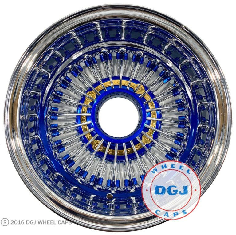 DGJ 13x7 Rev 72 Straight Candy Blue Nip+Hub & Gold Hub Ring Lowrider ...